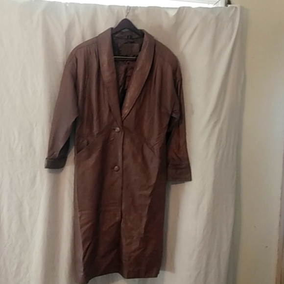 Jacqueline Ferrar | Jackets & Coats | Vintage 9s Brown Leather Trench ...